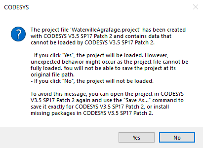 CODESYS Forge - CODESYS Forge / Talk / Engineering 🇬🇧: Cannot open a project 3.5.17.20 because ...